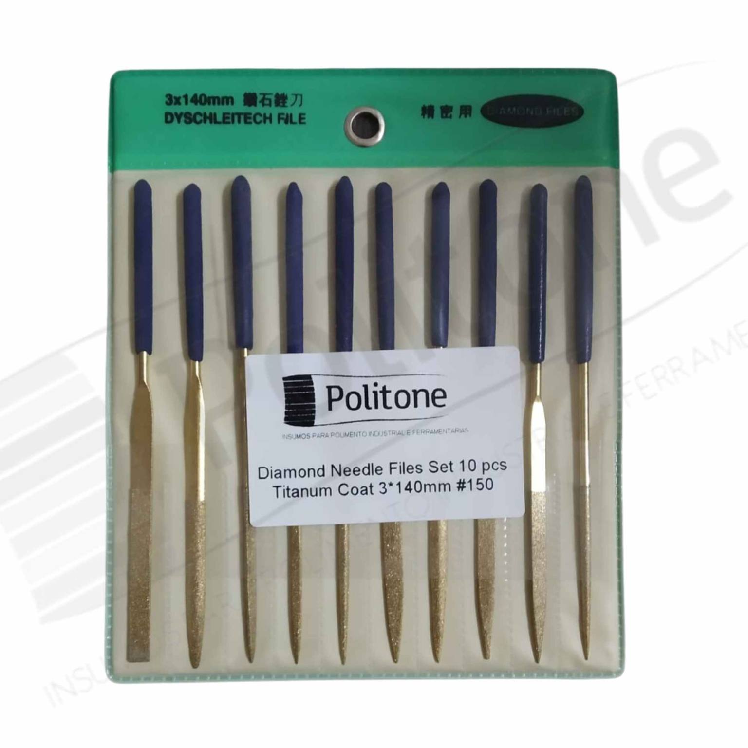 Kit de Lima Diamantada com Banho de Titânio - Politone Insumos